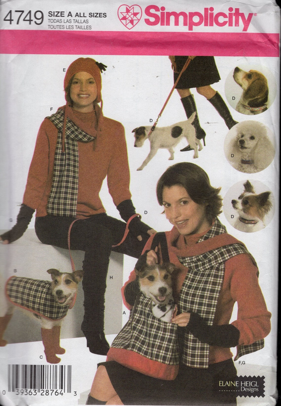 Simplicity 4749 Misses' and Dog Accessories, Leash, Collar, Dog Carrier ...