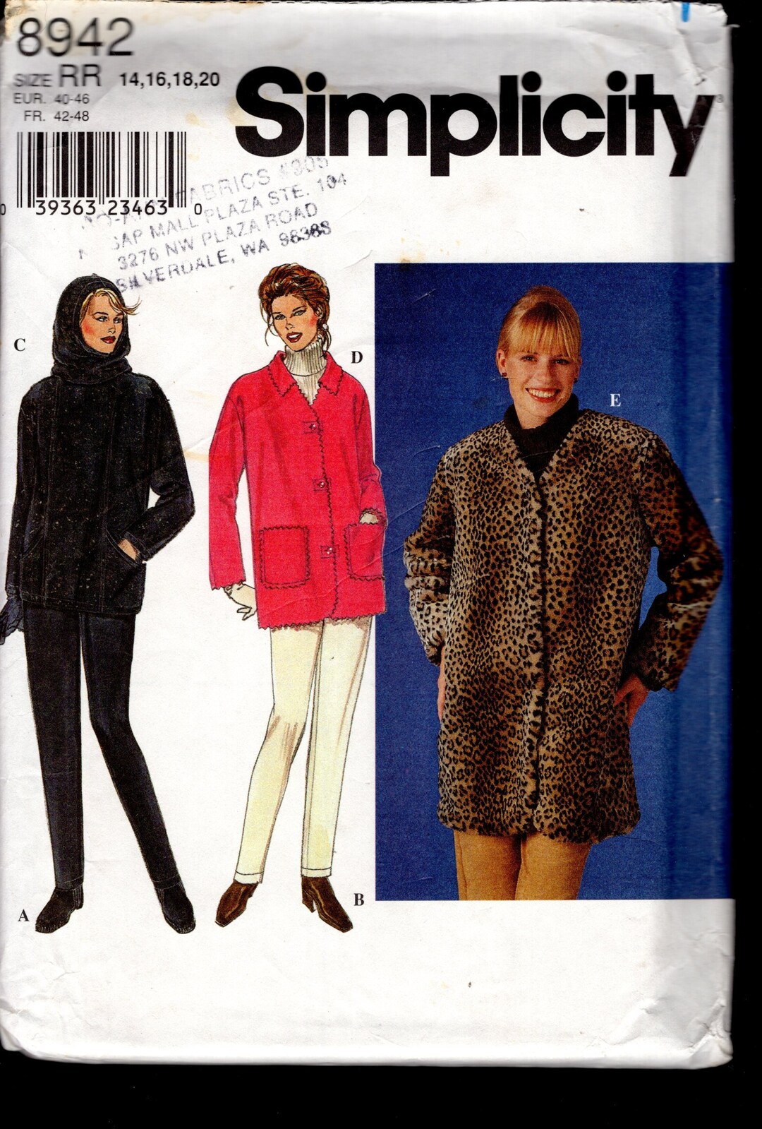 Simplicity 8942 Misses' Tunic Length Loose Fit Pullover Top, Detachable ...