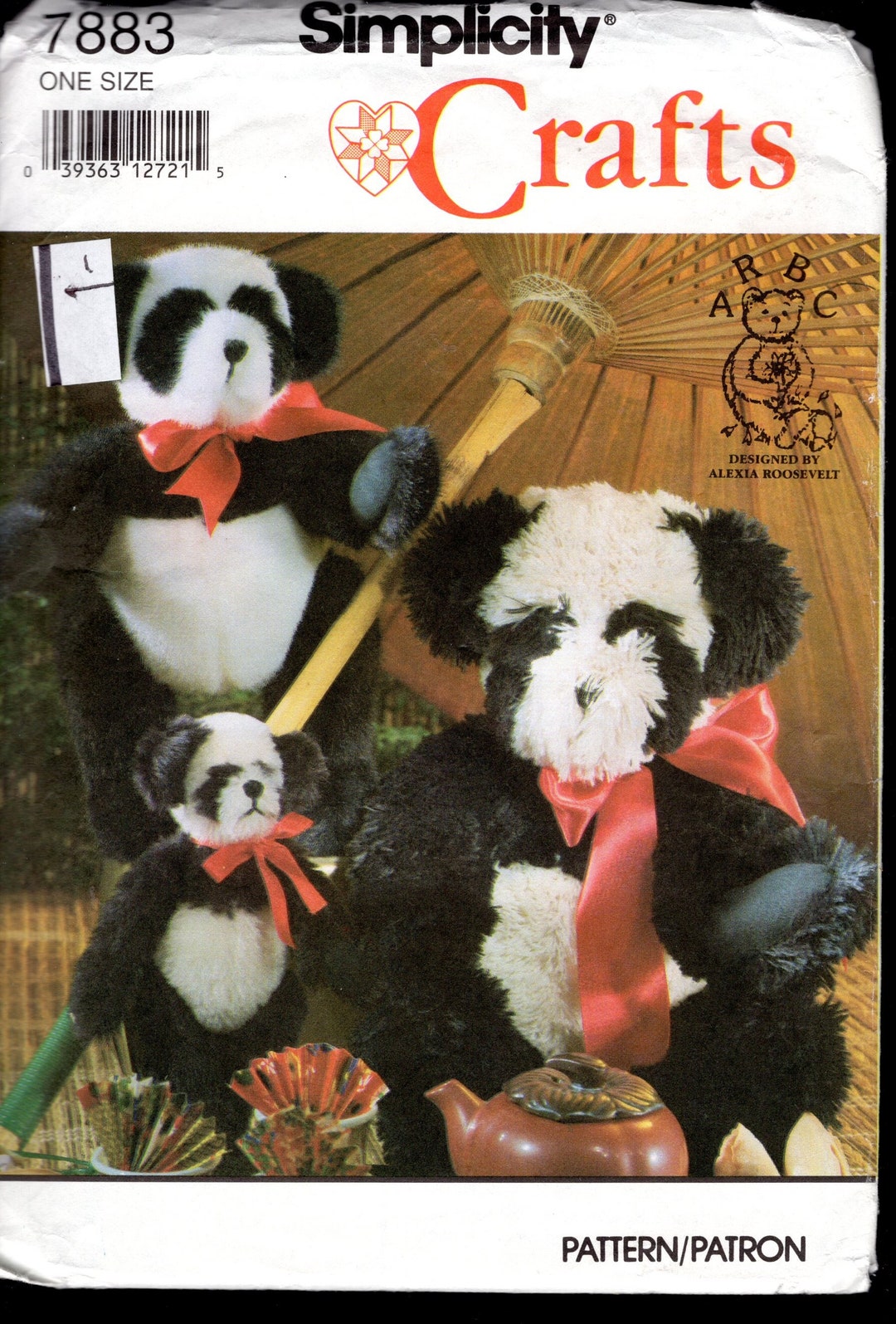 Simplicity 7883 Fab 90's Cuddly Plush Designer Panda Bears, Designed by ...