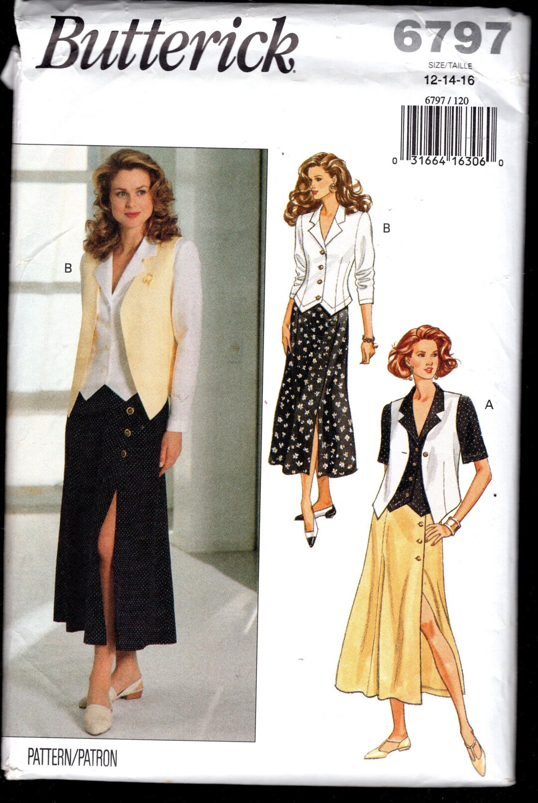 Butterick 6797 Misses' Semi-fitted, Vest & Top and Slightly Flared Wrap ...