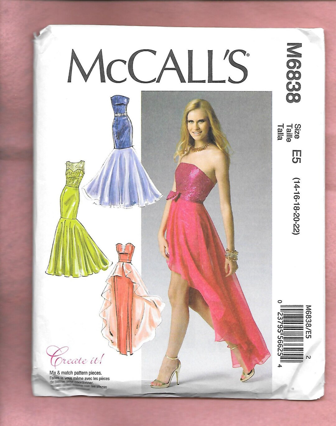 Mccall's 6838 Misses' Fitted Wiggle Dress With A Waterfall Hemline ...
