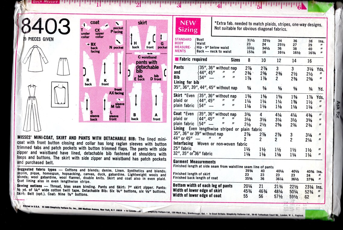Simplicity 8403 Misses’ Mod 60’s Flared Leg Pants, Raglan Sleeved Mini ...