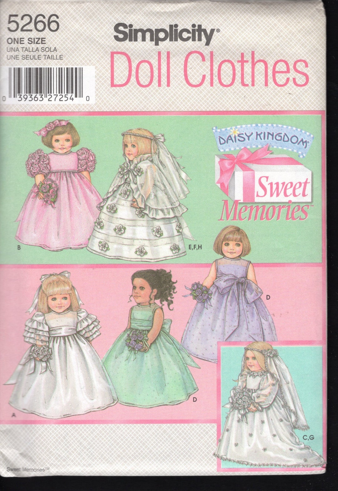 Simplicity 5266 Daisy Kingdom Clothes for an 18" Doll, Three Wedding ...