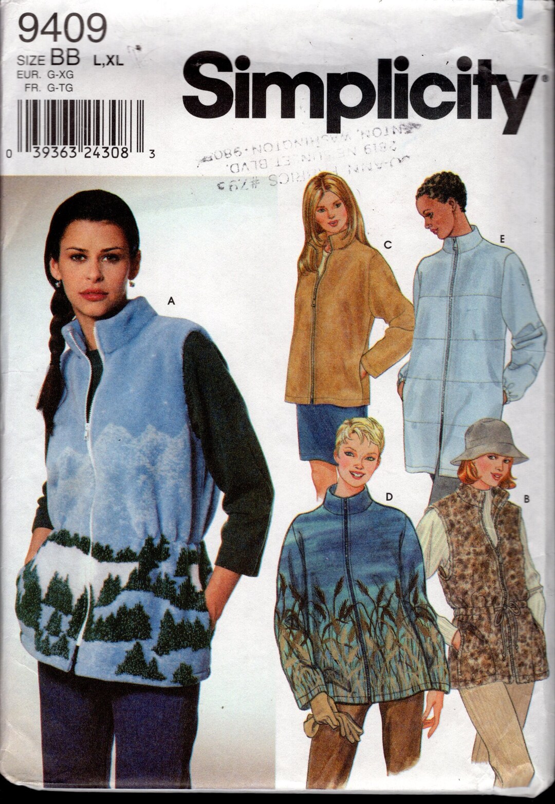 Simplicity 9409 Misses' Zip-up High Collar Jackets, and Vests With Hand ...