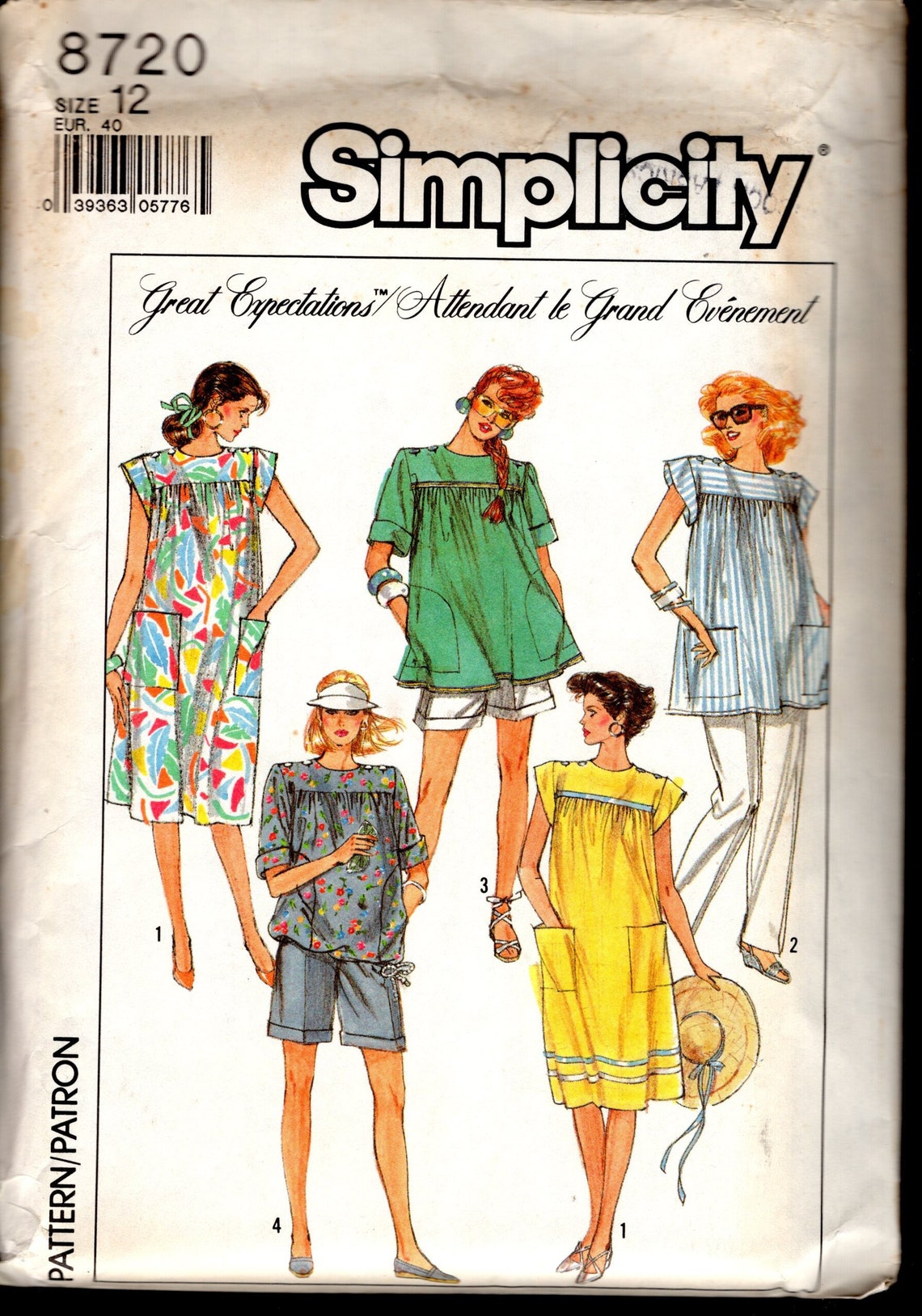 Retro 80's Simplicity 8720 Misses' baby Bump Maternity Dress or Tunic ...