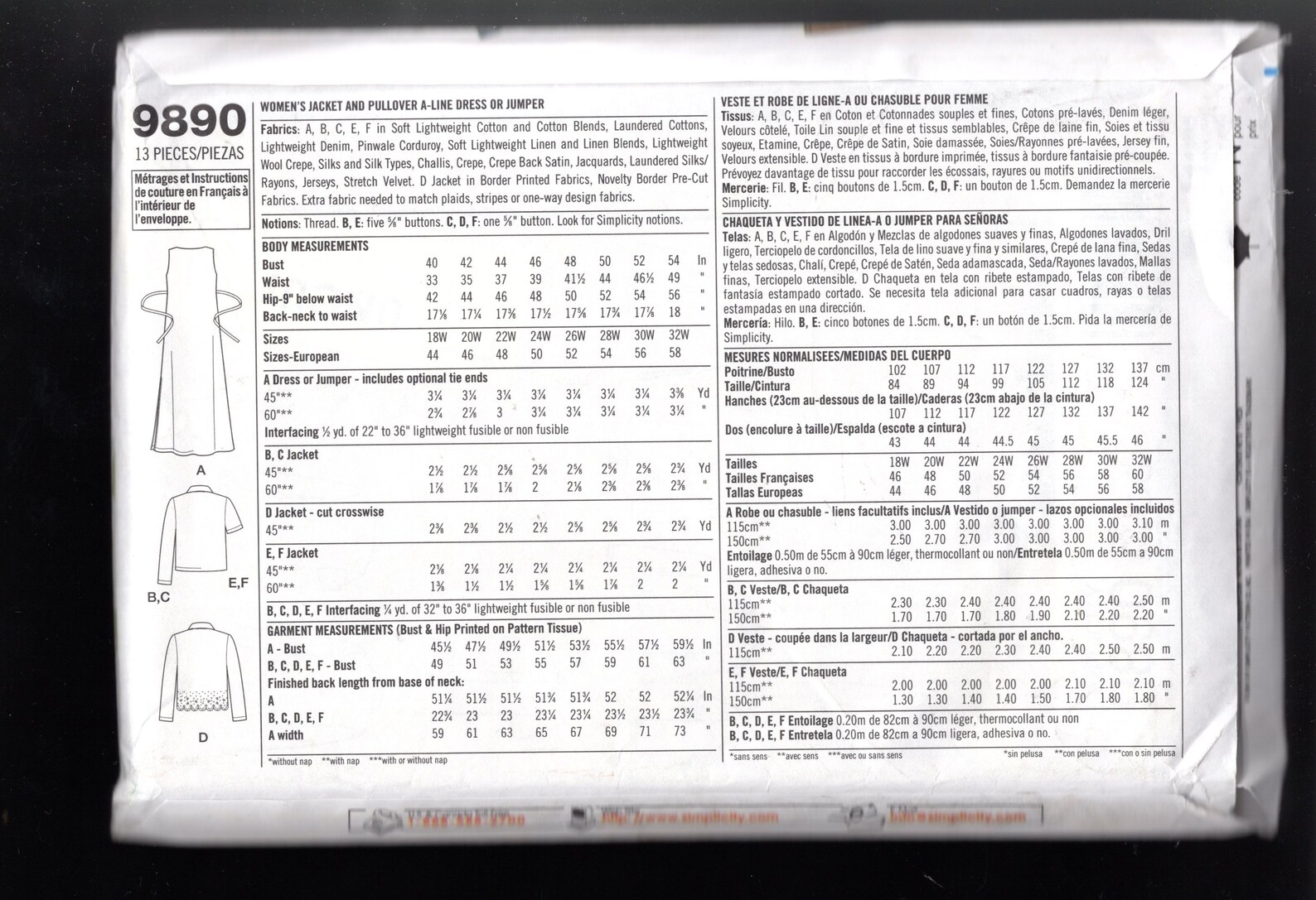 Simplicity 9890 Women's Empire Waist Sleeveless A-line - Etsy