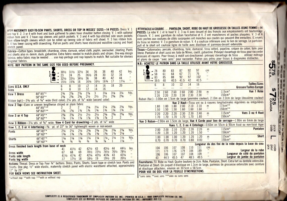 Retro 80's Simplicity 8720 Misses' baby Bump Maternity Dress or Tunic ...