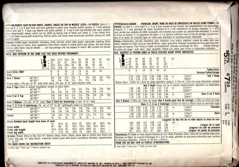 Retro 80's Simplicity 8720 Misses' baby - Etsy