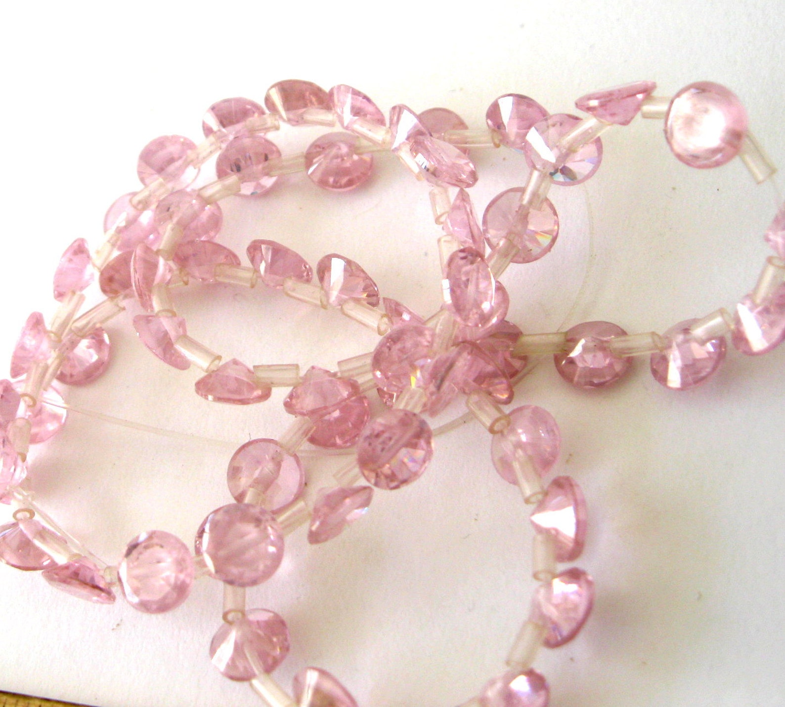 CZ Pink Rose Diamond-shaped Beads - Drilled Cubic Zirconia in a Pale ...
