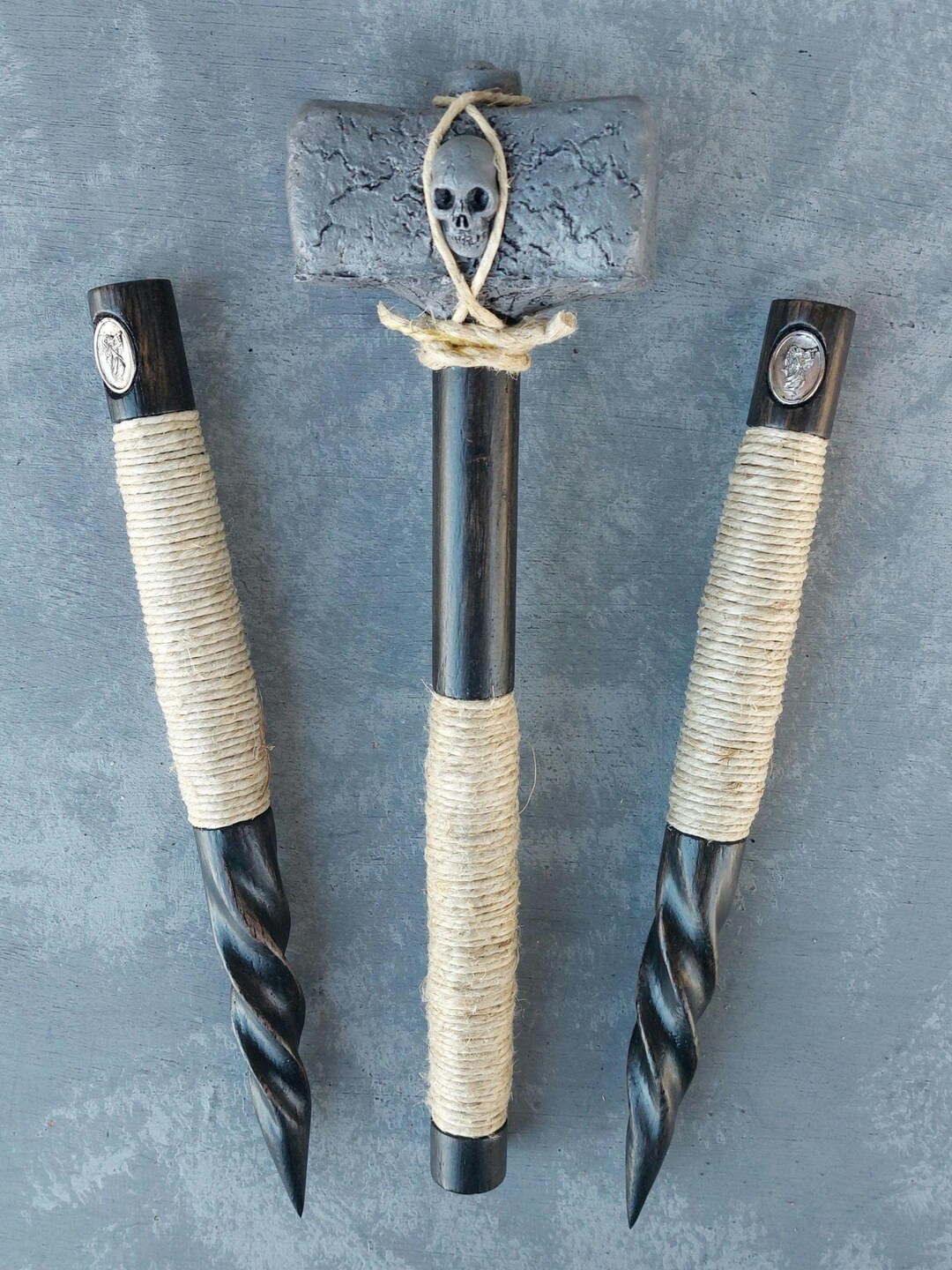 Hand Carved Vampire Slayer Stake Set / Archangel Medallions of Gabriel ...
