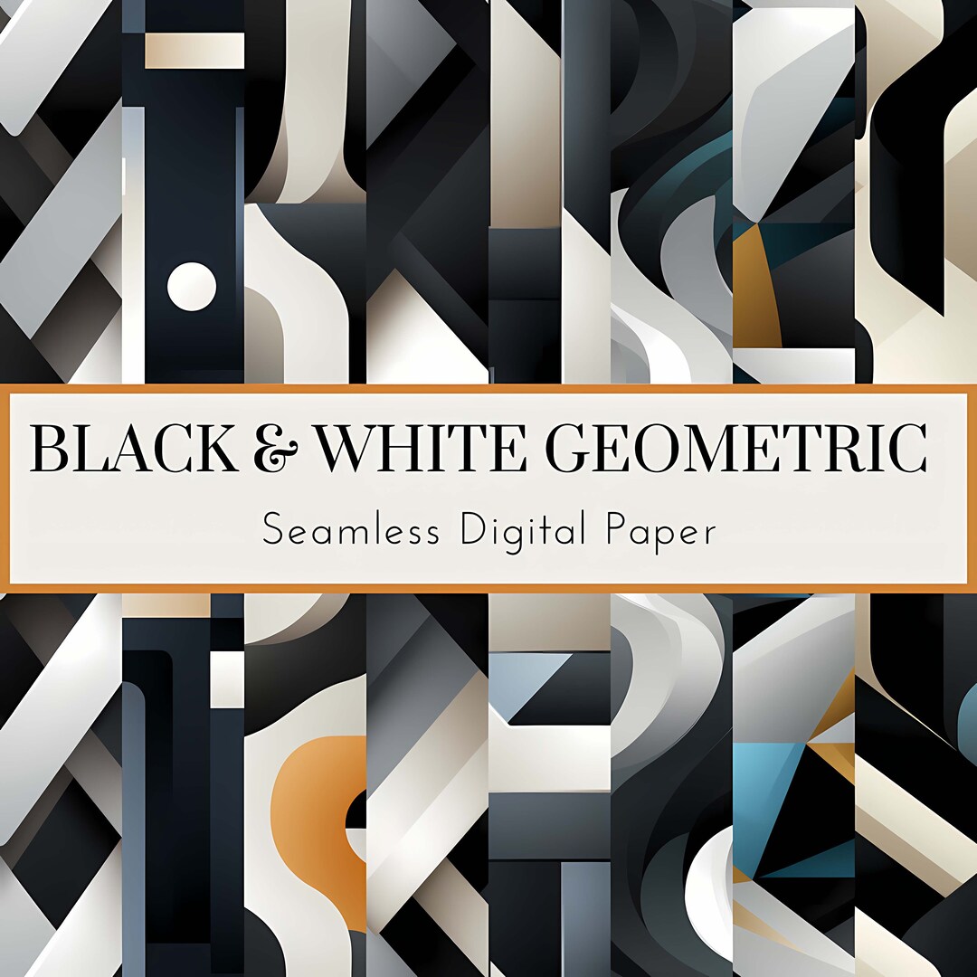 Black & White Geometric Digital Paper Pack, 8 Seamless Patterns ...