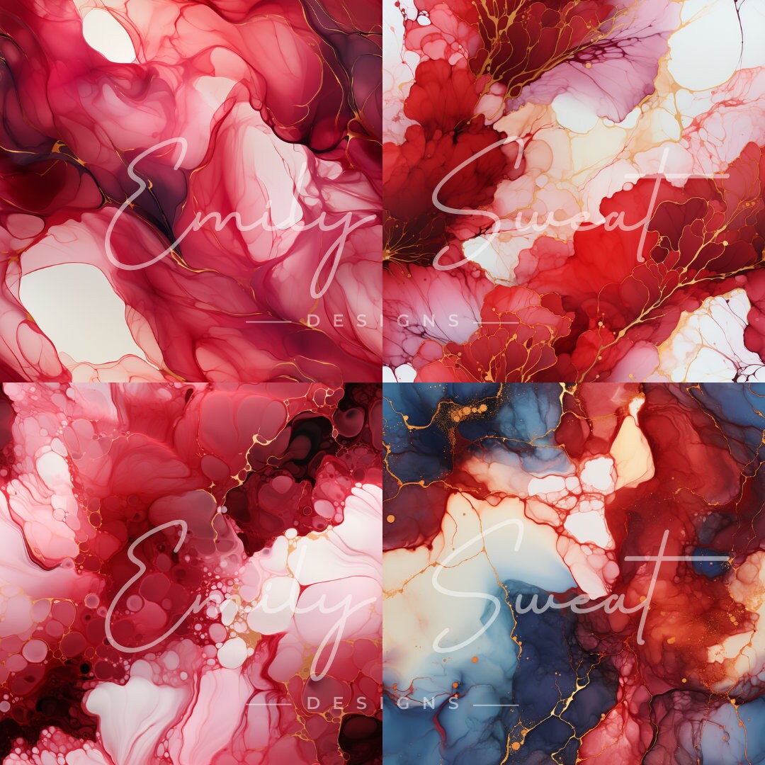 Red Alcohol Ink Digital Paper - 8 Seamless Patterns - Instant Download ...