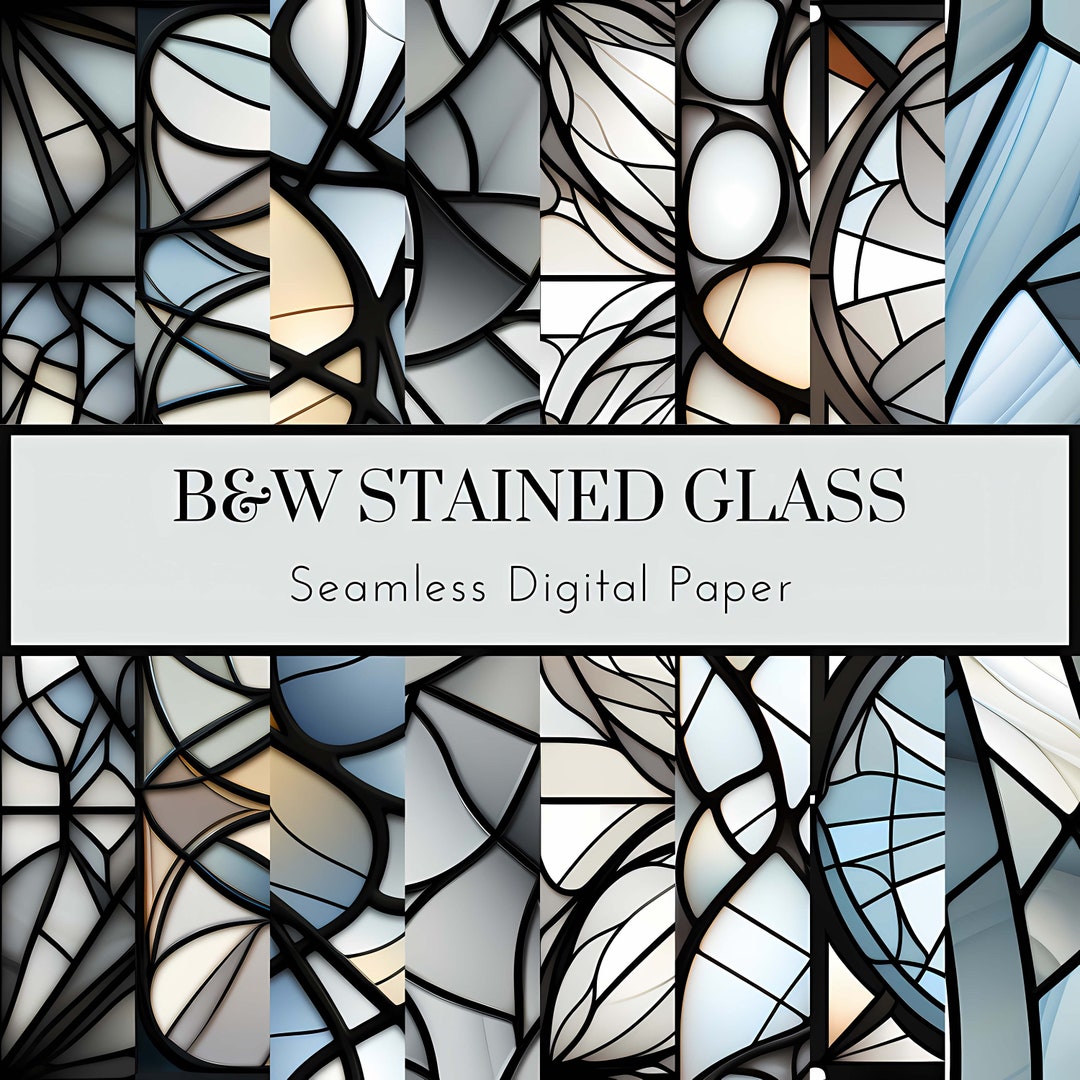 Black & White Stained Glass Digital Paper 8 Seamless - Etsy