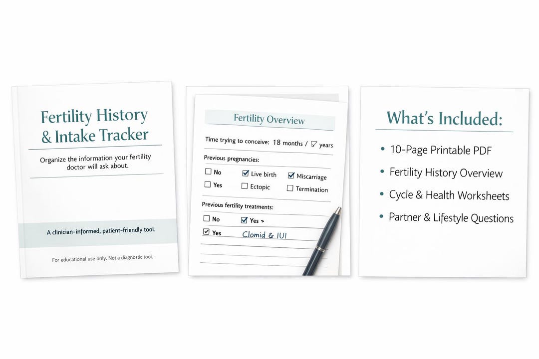 Fertility History & Intake Tracker | Doctor-created Printable PDF for ...