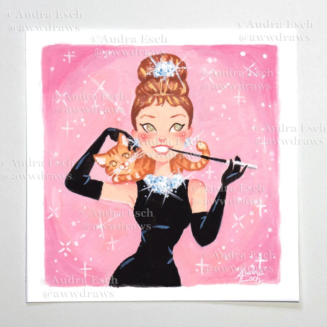 Audrey Hepburn and Orange Tabby Fine Art Print – Breakfast at Tiffany's ...