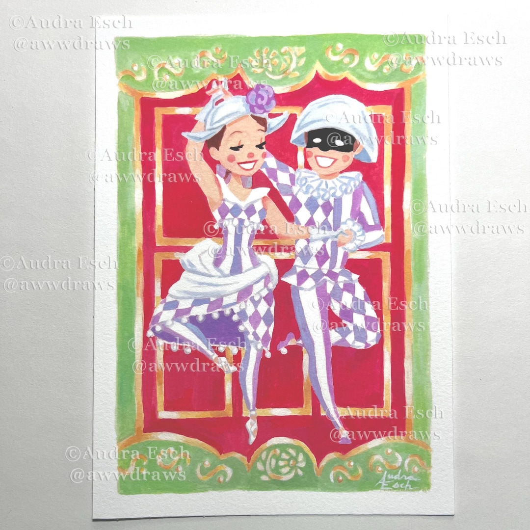 Harlequin and Columbine - Nutcracker Ballet - 5 X 7 Inches - Fine Art ...