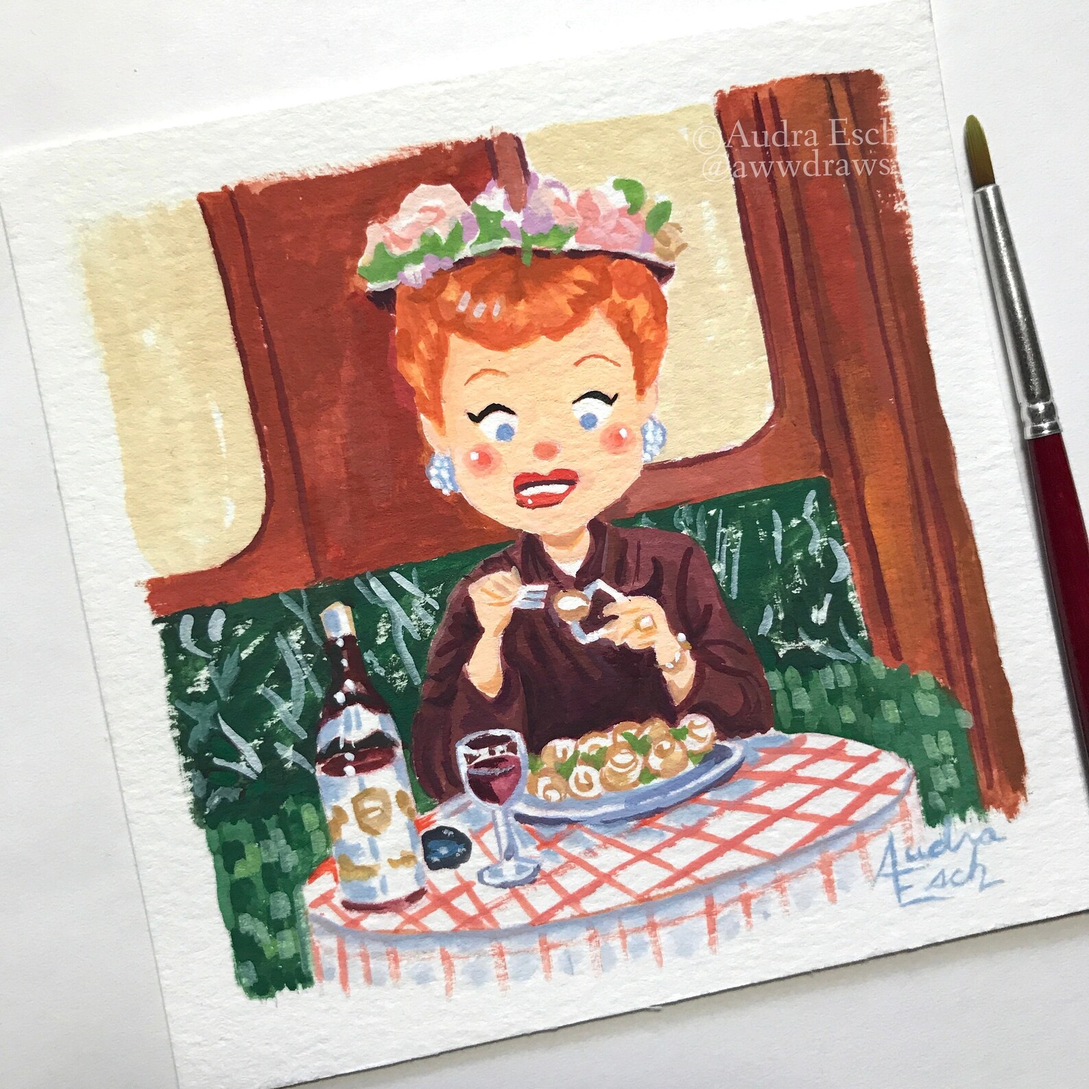 I Love Lucy - Paris at Last - 4 X 4 Inches - Original Gouache Painting ...