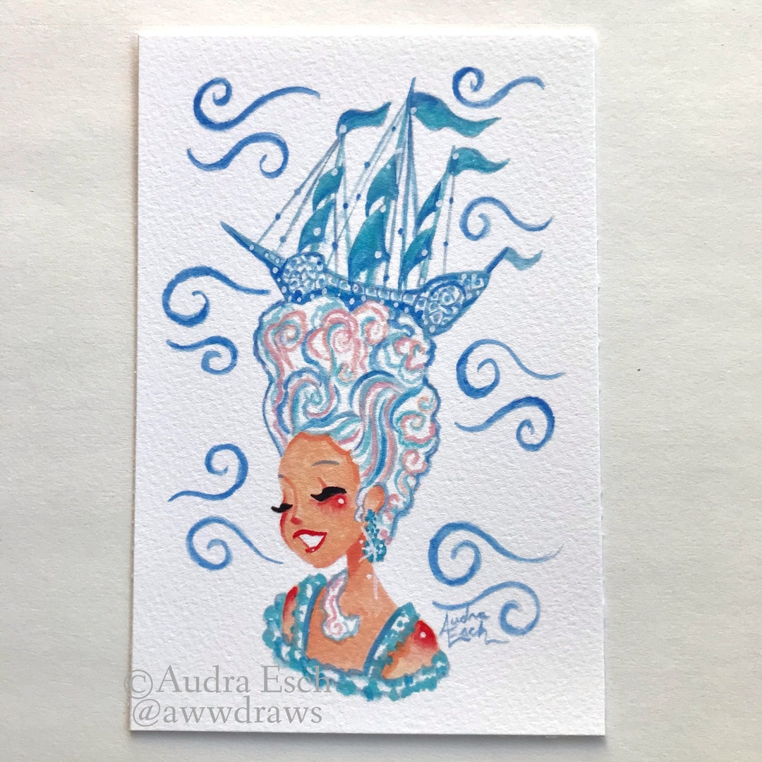 Marie Antoinette Ship Wig 6 X 4 Inches Fine Art Print - Etsy