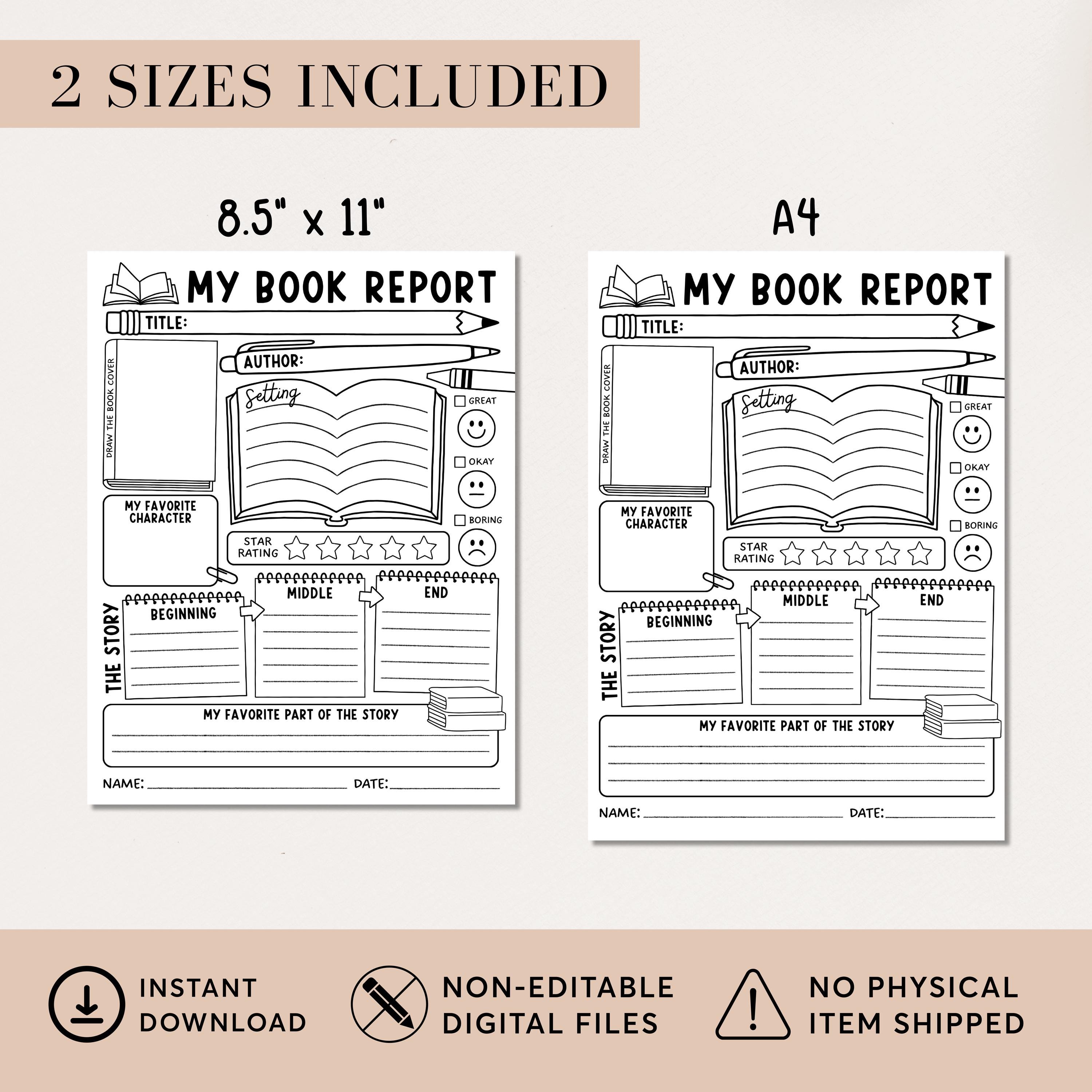 Kids Book Review Template, Book Report Homeschool Printable, Reading ...