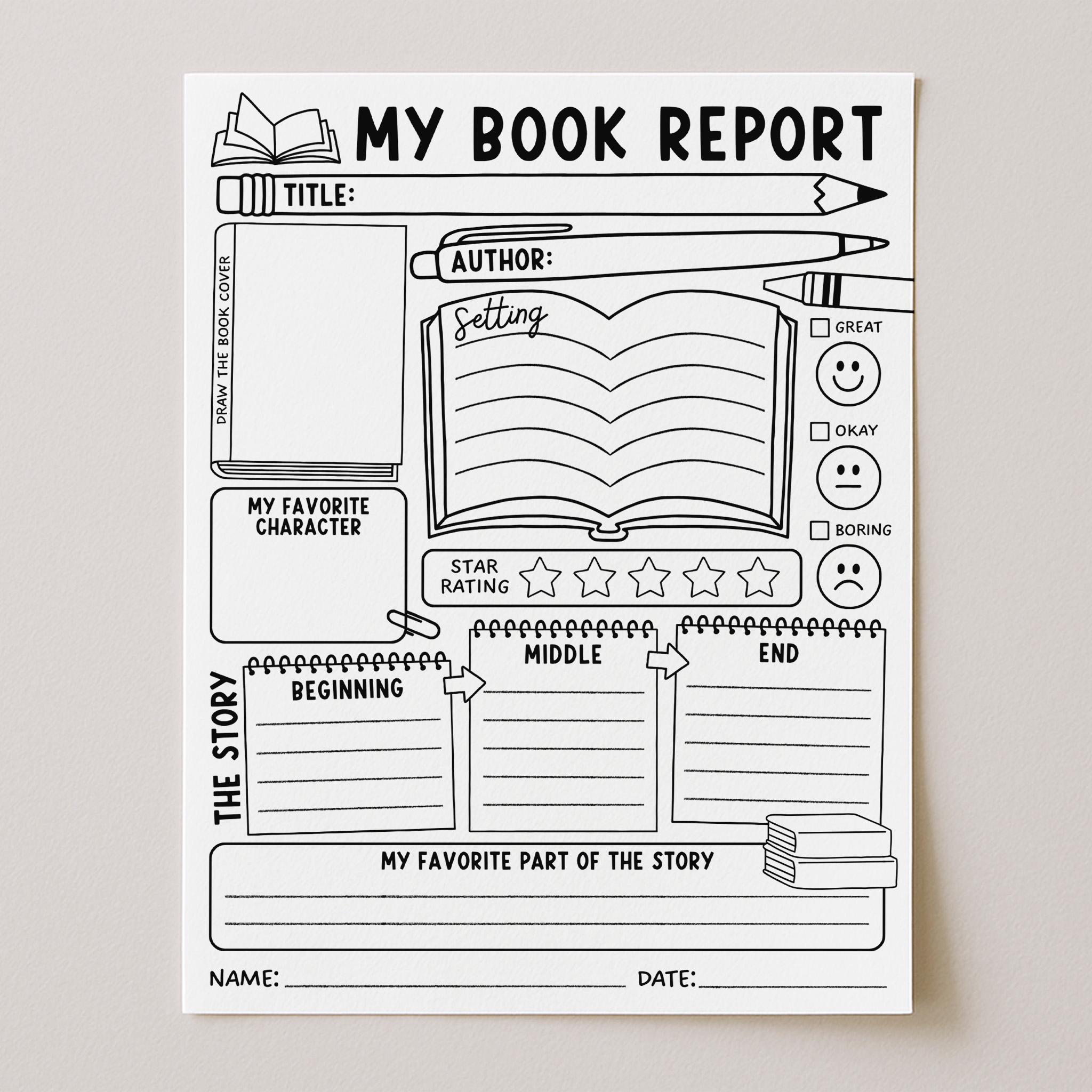 Kids Book Review Template, Book Report Homeschool Printable, Reading ...