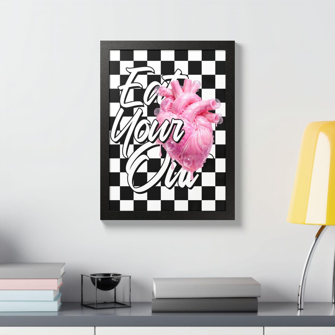 Pink Anatomical Heart Checkerboard Framed Poster | Eat Your Clu Poster ...