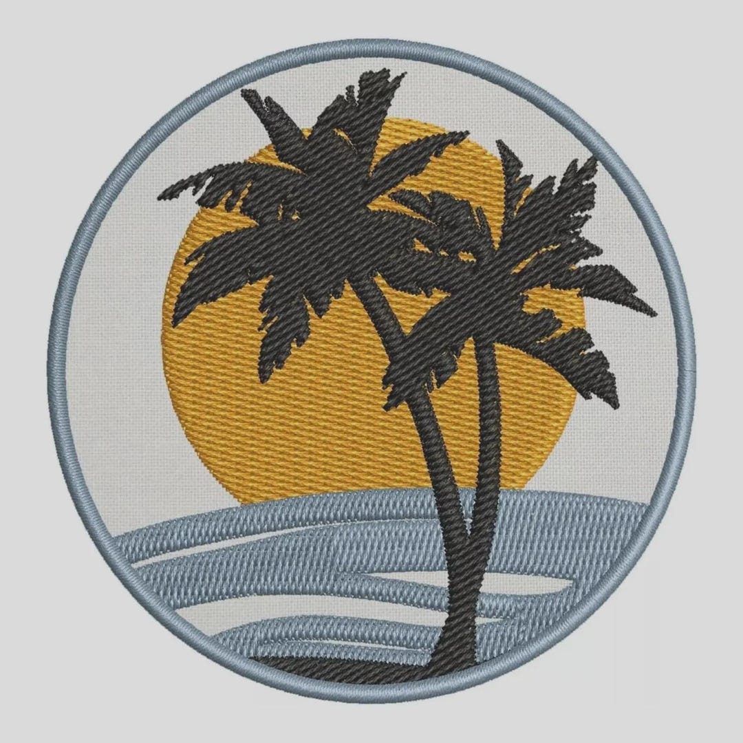 Beach Palm Tree Embroidered Patch - Tropical Iron on Applique (3 Inch ...