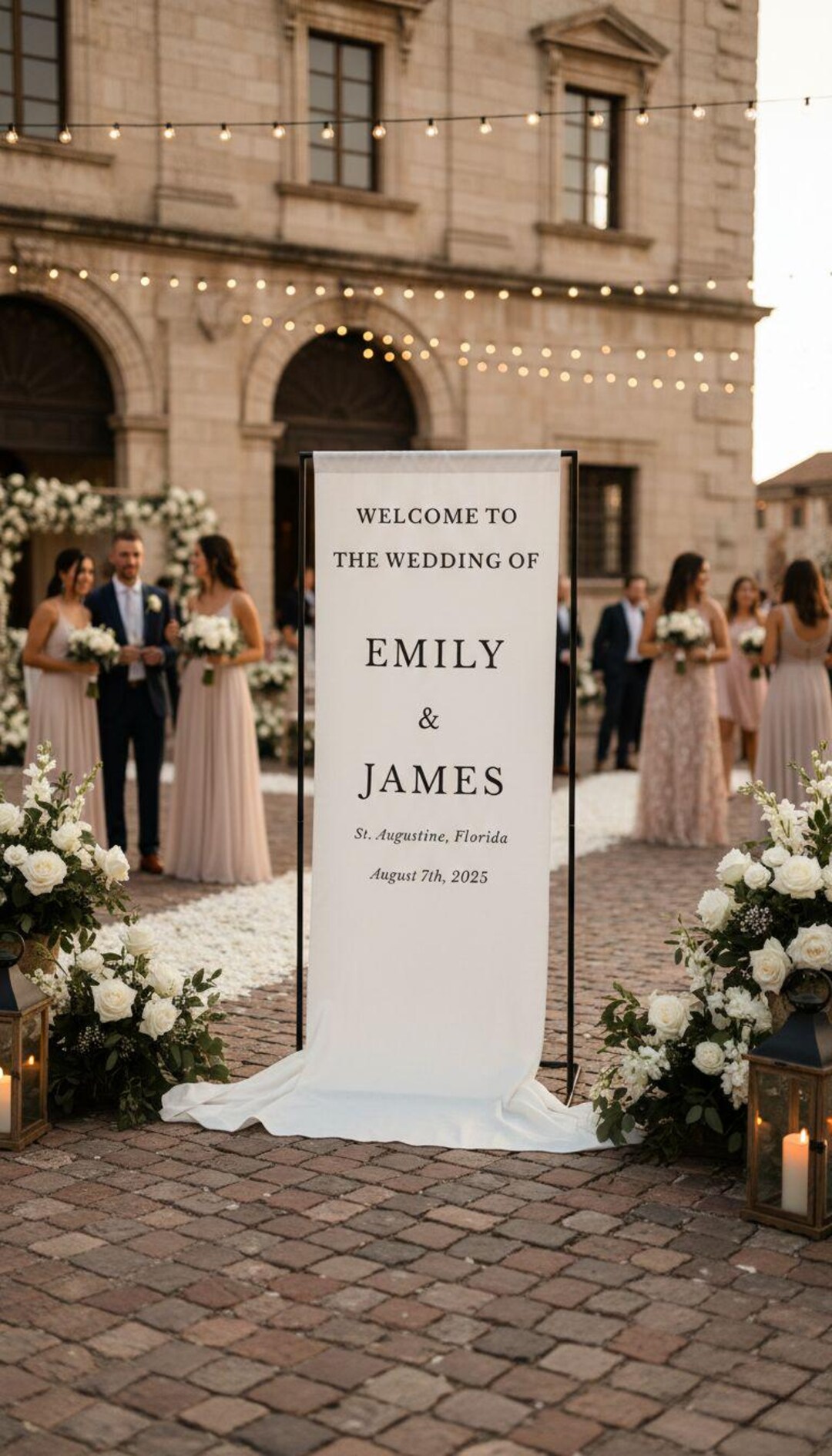 Elegant Gold Wedding Welcome Sign Stand, Minimalist Metal Banner Holder ...