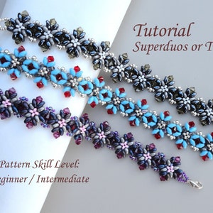 CAPRI Twin Superduo Seed Bead Bracelet Beading Tutorial Beadweaving Pattern Beaded Jewelry ...