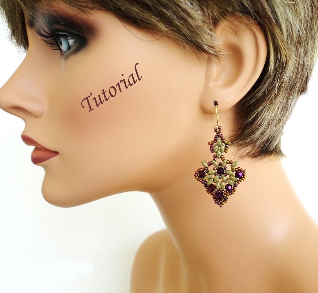 CIGALE Superduo Beaded Earrings Beading Tutorials and Patterns Seed Bead Beadwork Jewelry ...