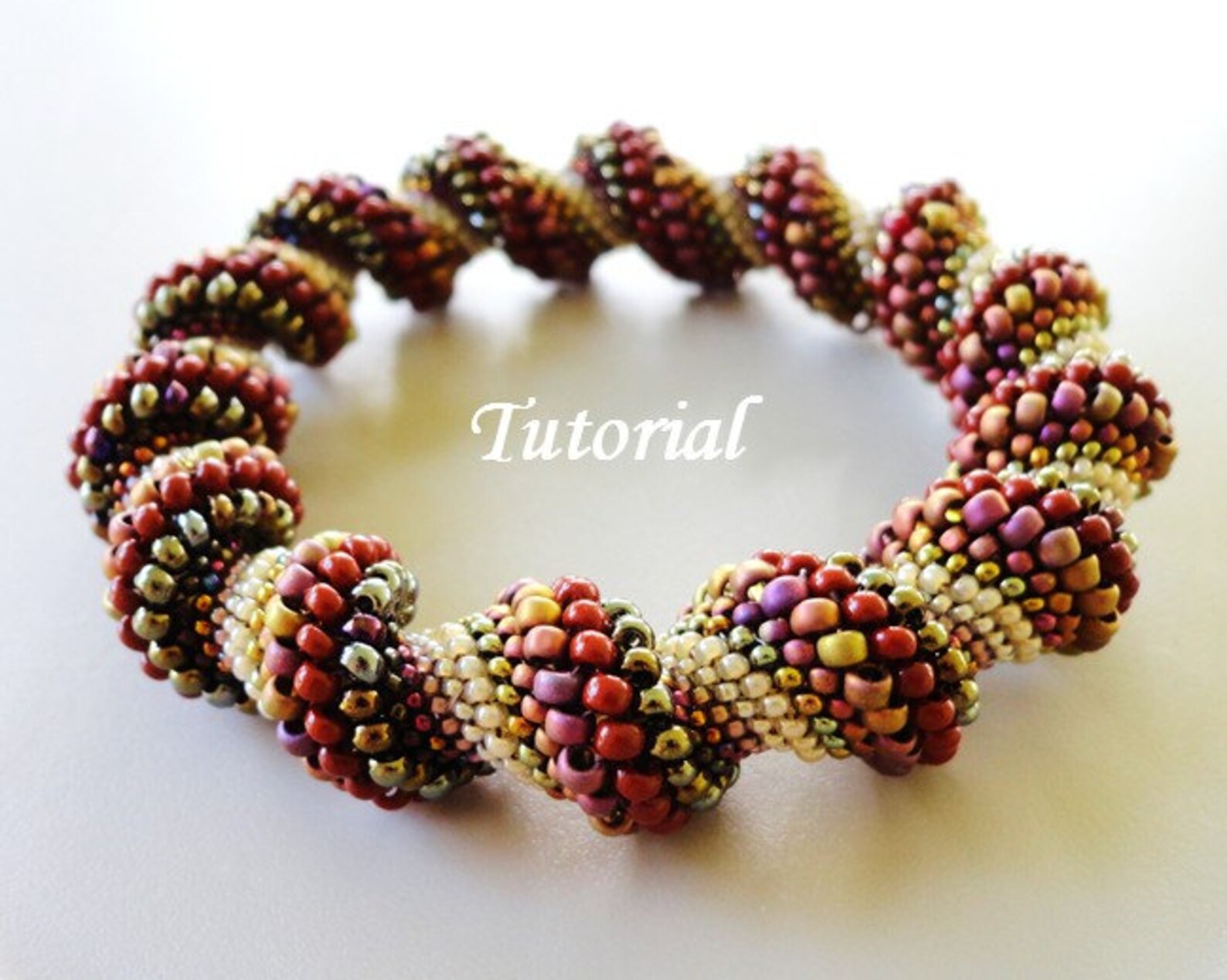 CINNAMON TWIST Cellini Spiral Beaded Bracelet Beading Tutorial - Etsy UK