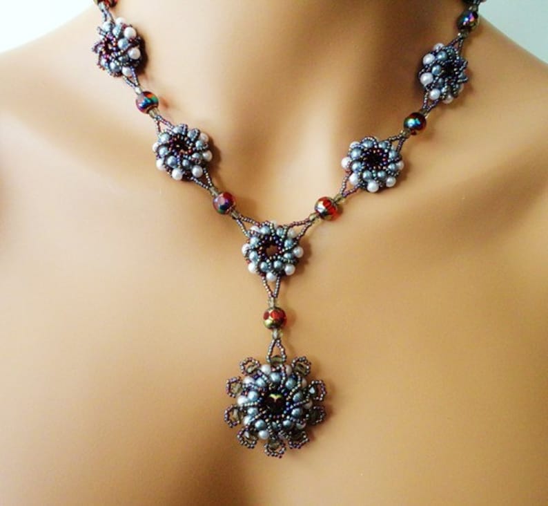 PEARL ELEGANCE Beaded Necklace Beading Tutorials and Patterns | Etsy