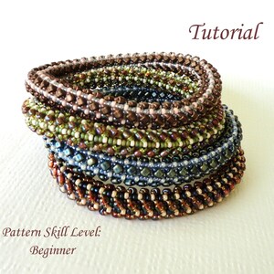 EASY BANGLE Beaded Bracelet Beading Tutorial Beadweaving Pattern Seed ...