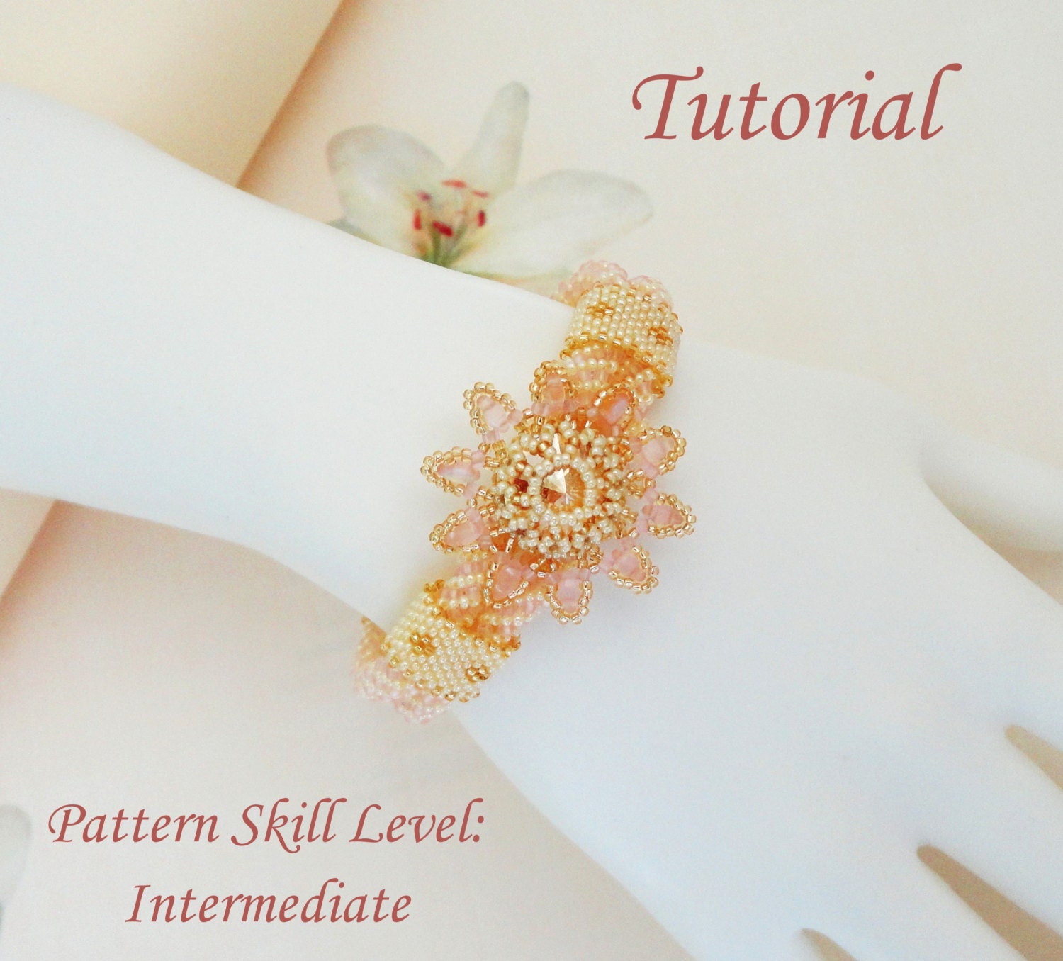 TEA ROSE Beaded Bracelet Beading Tutorial Beadweaving Pattern | Etsy UK