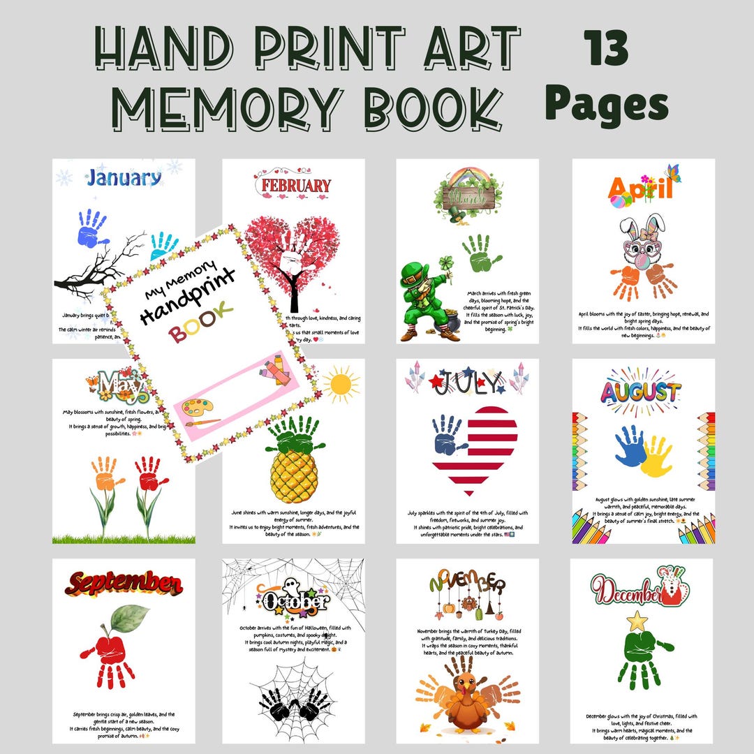 Handprint Memory Book Preschool Bundle Craft, Kindergarten 1st Grade ...