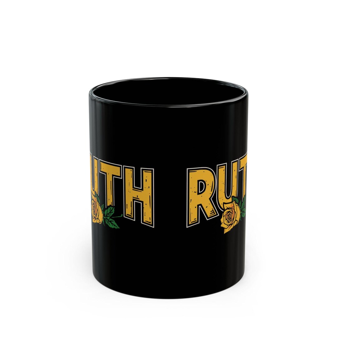 Truth Rose Mug Black Ceramic Coffee Cup With Yellow Rose Graphic - Etsy
