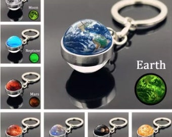 Glass Earth Keychain - Etsy