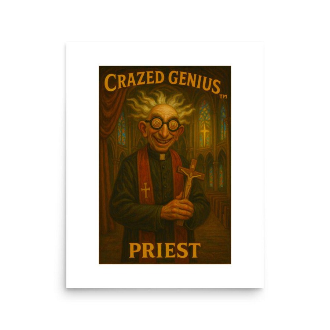 Crazed Genius Priest Poster | Matte Vertical Art Print - Etsy