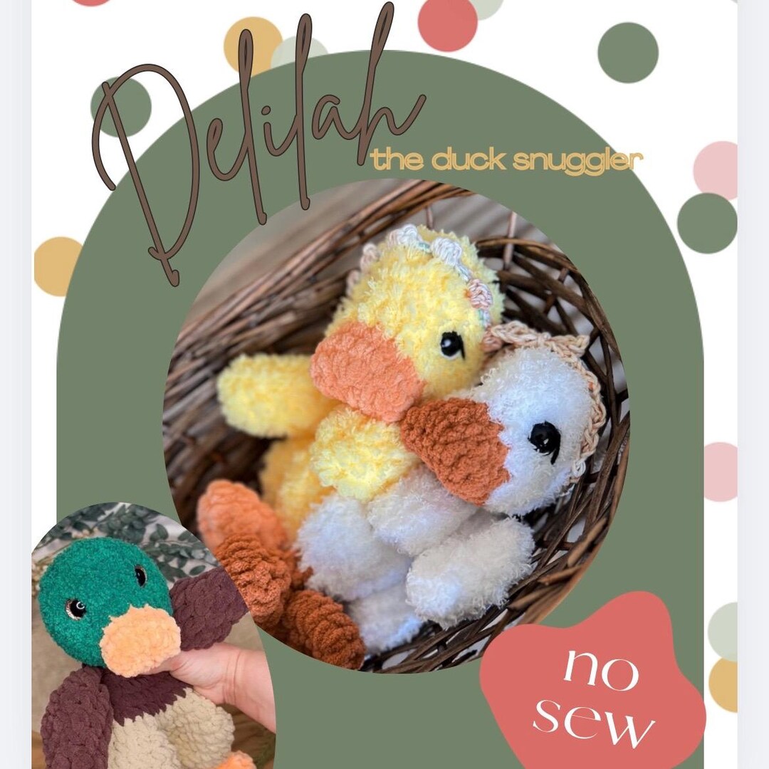 Crochet Duck Snuggler Pattern – Delilah the Duck & Marlowe Mallard, No ...