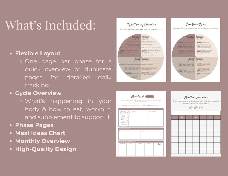 Cycle Syncing Planner | Daily and Phase Tracker | Mood, Energy, & Meal ...