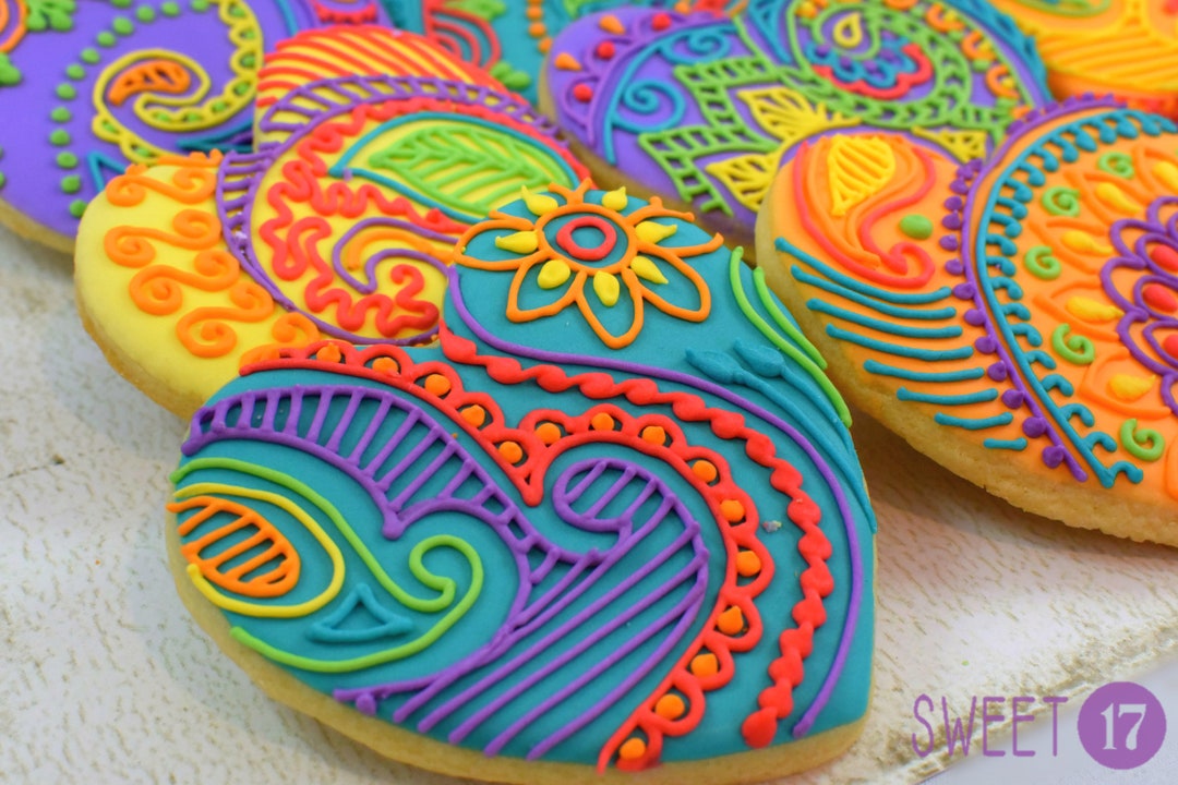 Mehndi Heart Sugar Cookies (set of Six) - Etsy