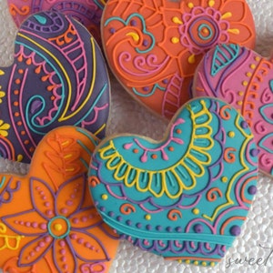 Mehndi Heart Sugar Cookies Set of Six | Etsy