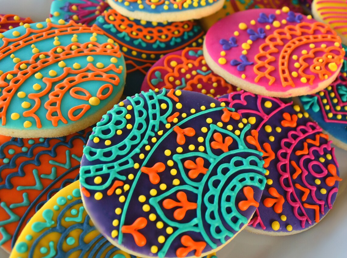 Custom Circle Lace Sugar Cookies set of Six - Etsy