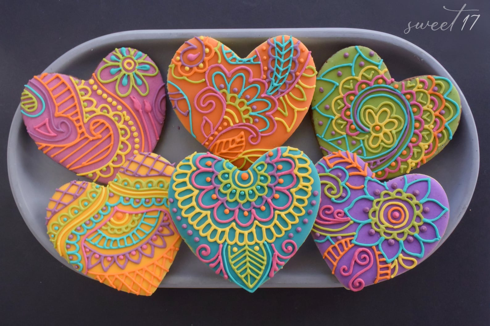 Mehndi Heart Sugar Cookies set of Six - Etsy