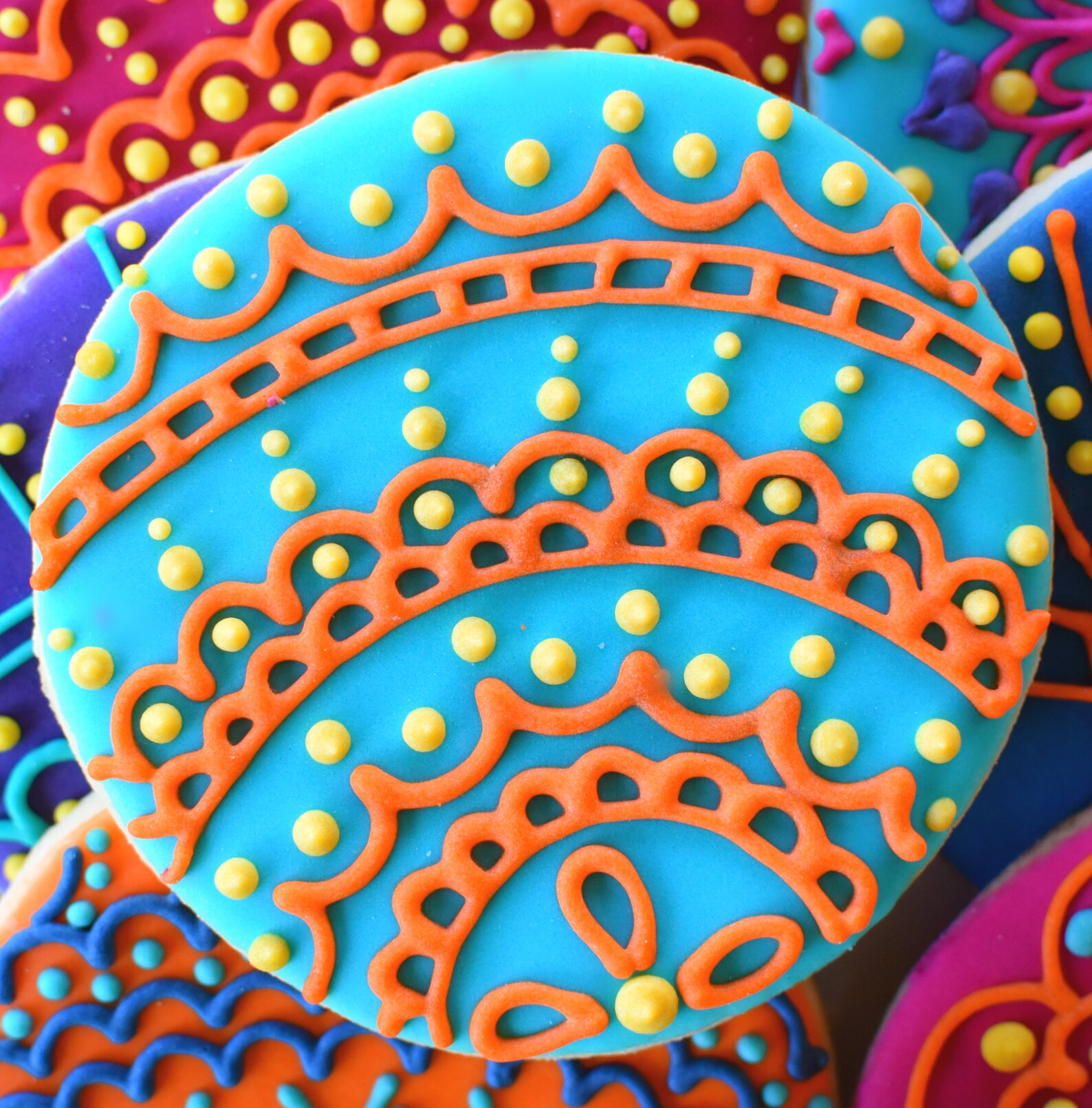 Custom Circle Lace Sugar Cookies set of Six | Etsy