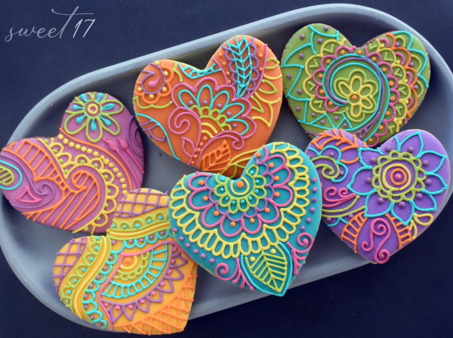 Mehndi Heart Sugar Cookies set of Six - Etsy