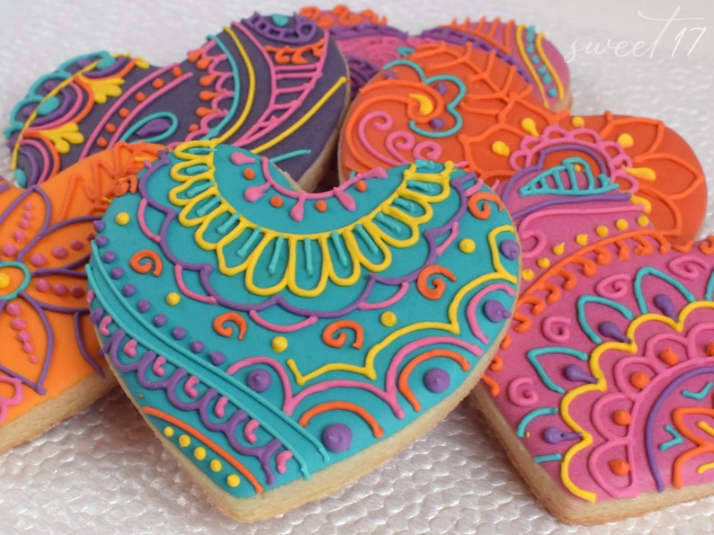 Mehndi Heart Sugar Cookies (set of Six) - Etsy
