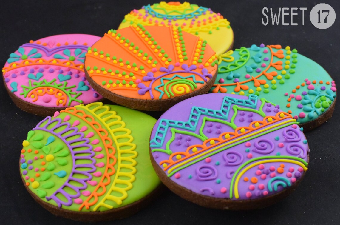 Custom Circle Lace Sugar Cookies set of Six - Etsy