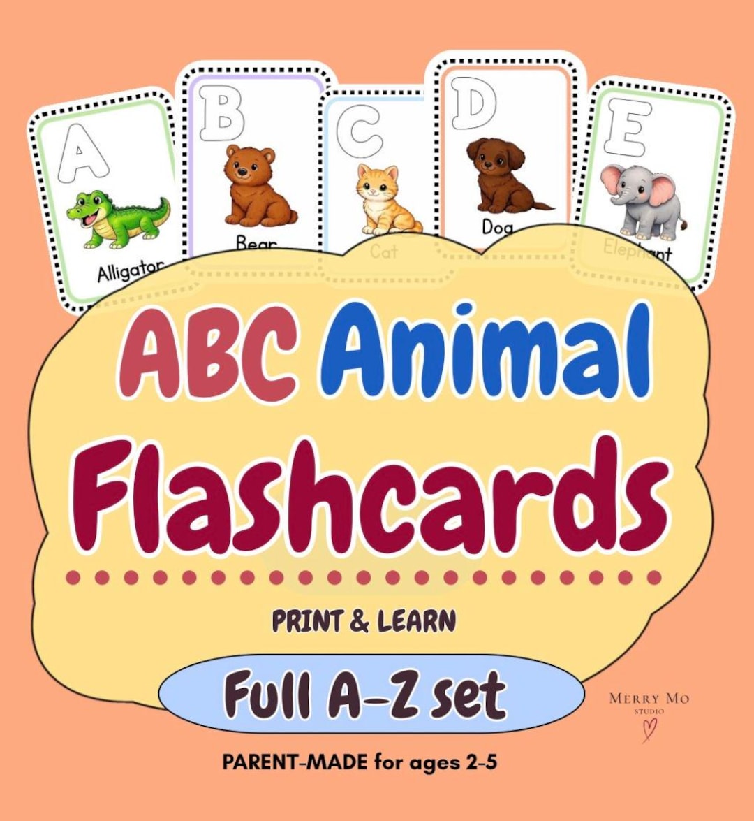 ABC Animal Flashcards, Preschool Learning A-Z (digital Download) - Etsy