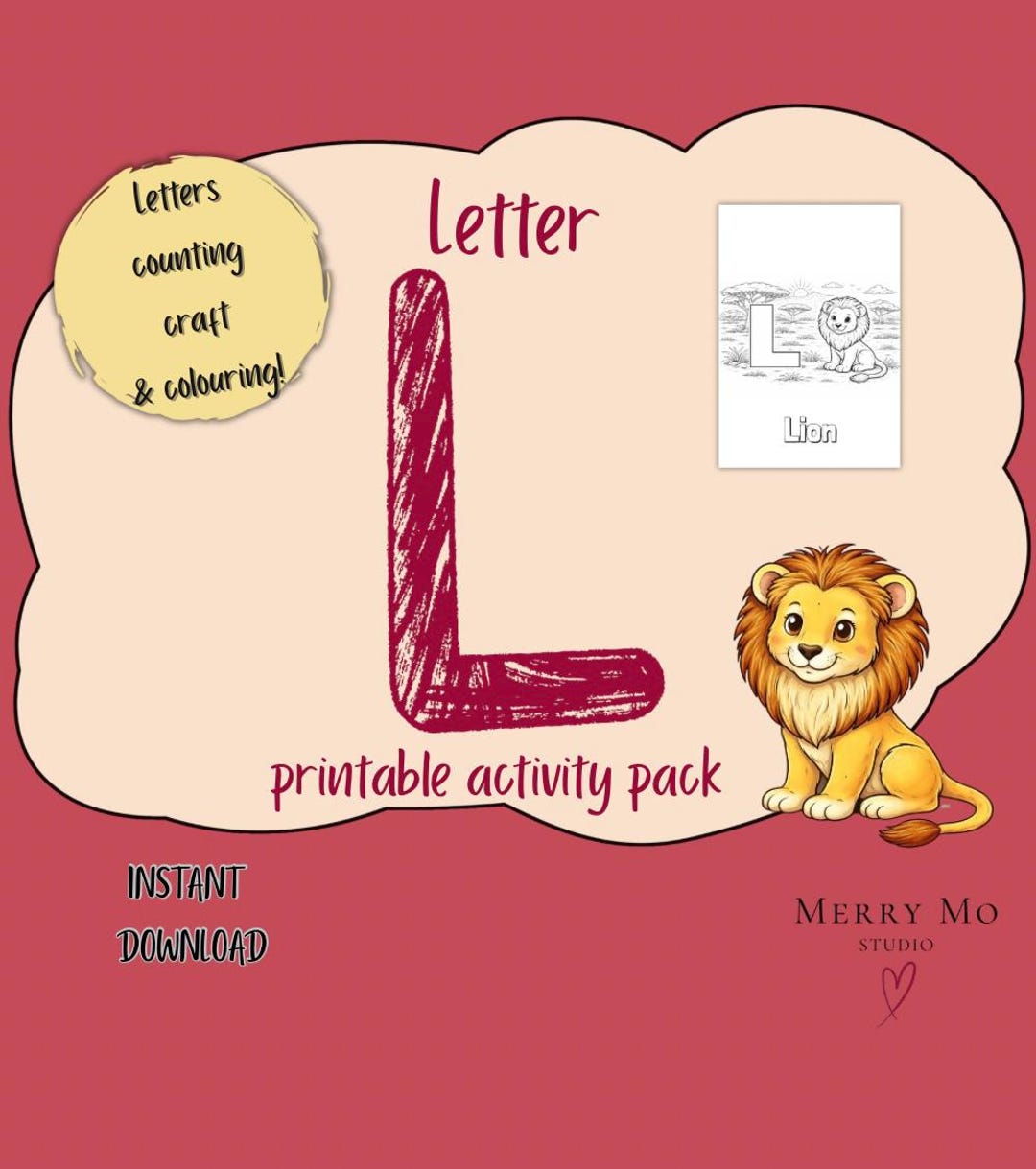 Letter L Activity Pack – Lion Themed Preschool Worksheets (digital ...