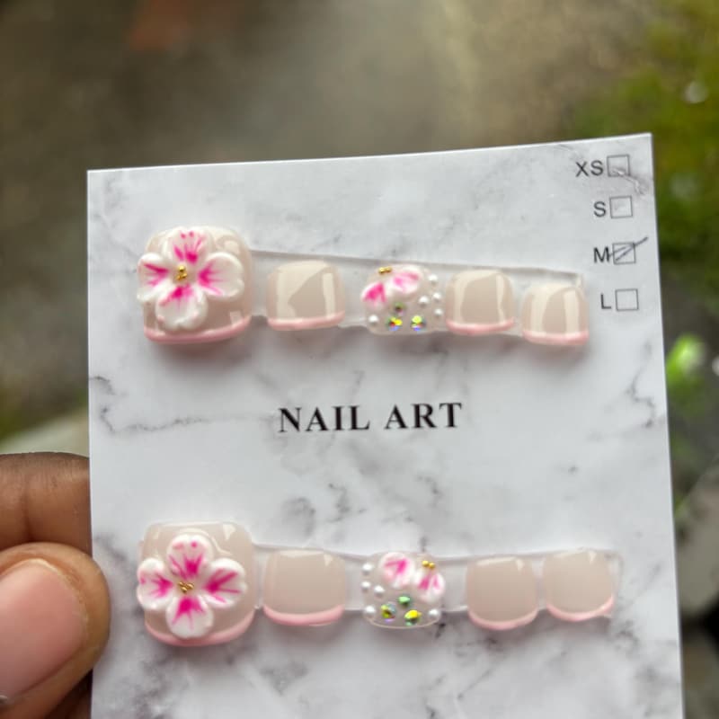 Pink French Tip Toes - Etsy